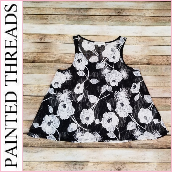 painted threads | Tops | Painted Threads Sheer Floral Lace Tank | Poshmark